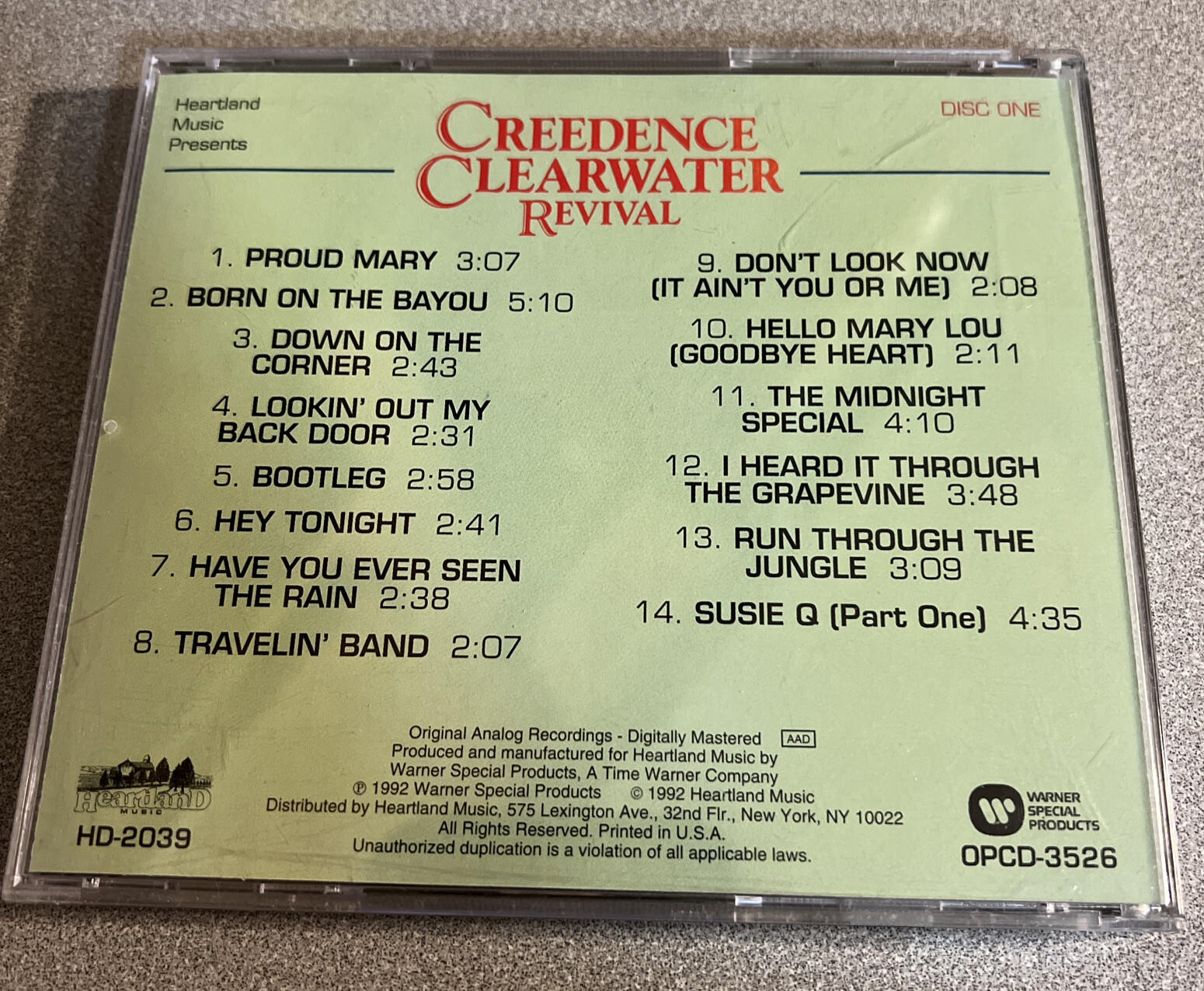 Heartland Music Presents Creedence Clearwater Revival Disc One CD OPCD ...