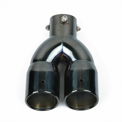 Chrome 63mm 2.5 Inlet Universal Car Muffler Exhaust Double Tip Tail ...