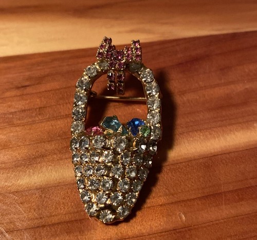 Vintage Signed Bauer Easter egg Basket Brooch-all Stones Intact-signed ...