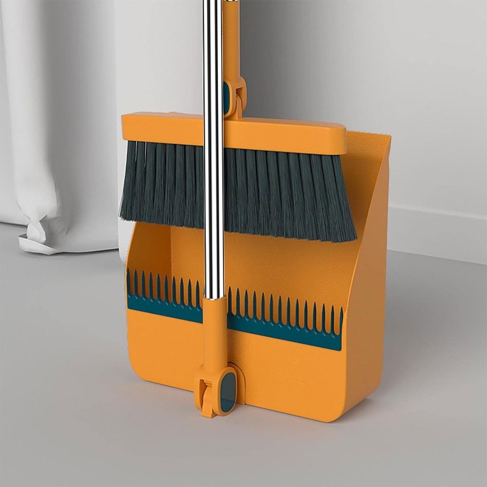 Long Handled Dustpan and Brush Set Strong Metal Handle Dust Pan & Broom ...