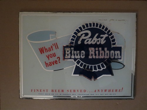 Vintage Pabst Blue Ribbon ROG "Finest Beer Severed...Anywhere" Bar Sign ...