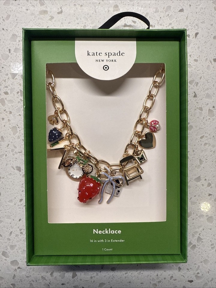 Kate Spade Target New York Chunky Charm Statement Necklace Gold In Hand ...