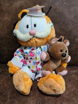 VTG TY Beanie Baby GOODNIGHT GARFIELD Pajamas Pooky Bear Bedtime Plush ...