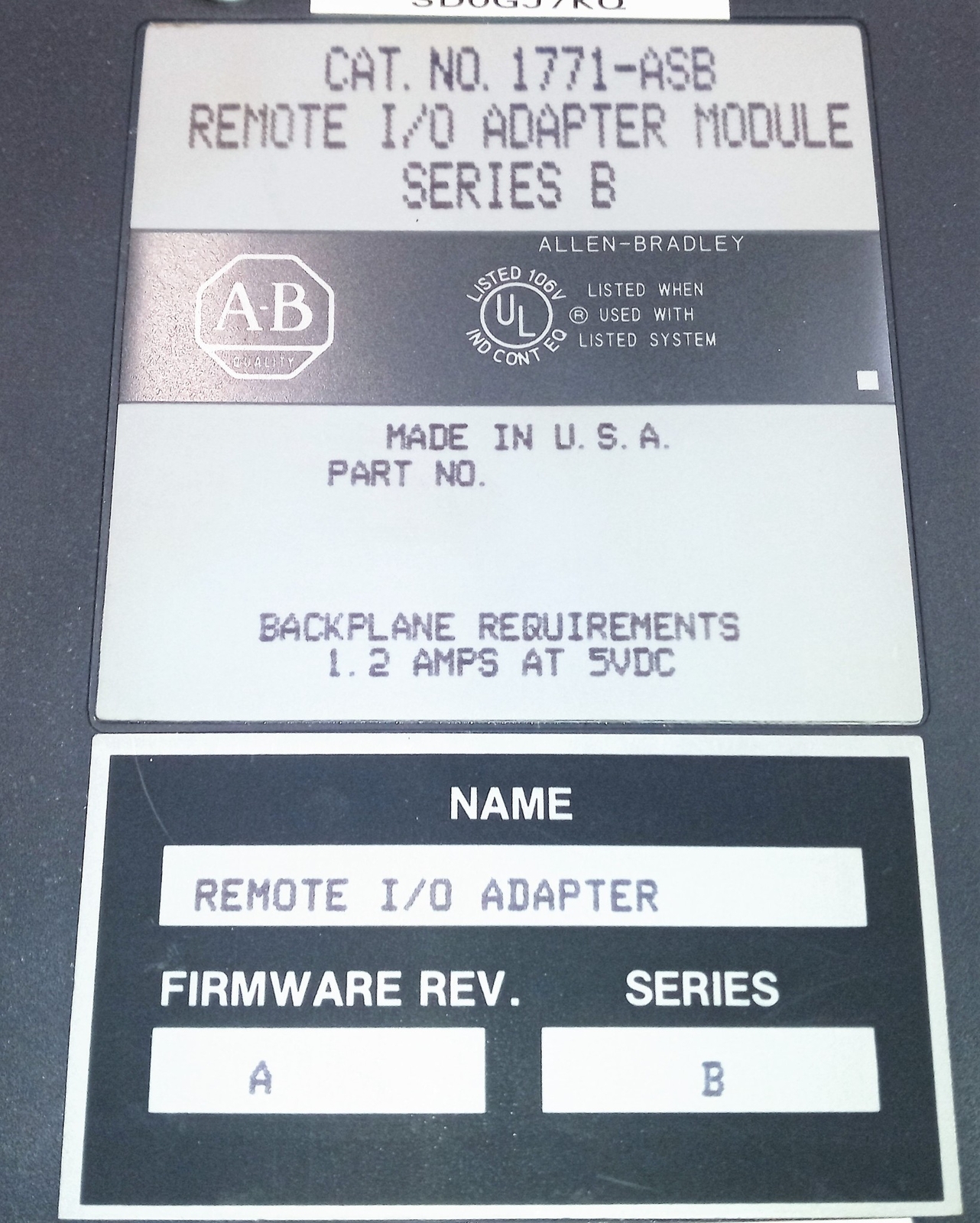Allen-Bradley Remote I/O Adapter Module 1771-ASB Series B Firmware Rev ...