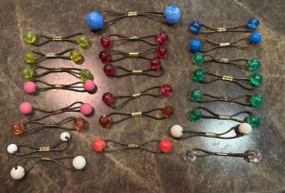 Vtg 80s Hair Tie Ponytail Holder Lot Of 23 GOODY Twin Bead Knockers ...