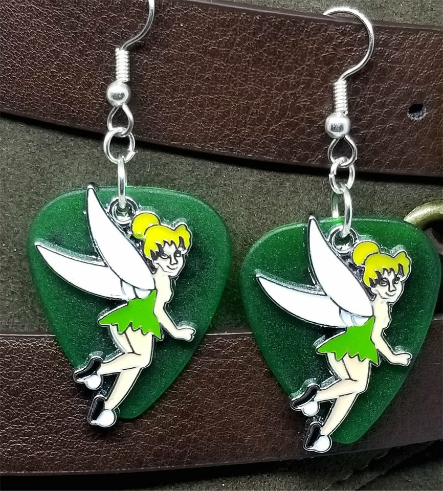 Tinkerbell in Green Dress Charm Guitar Pick Earrings - Pick Your Color ...