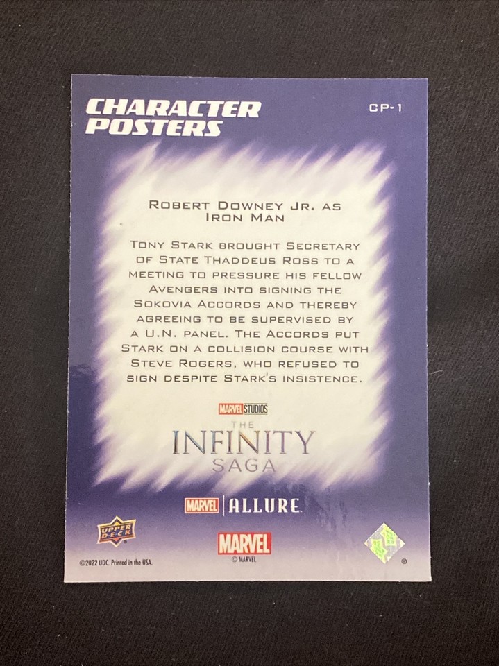 2022 Upper Deck Marvel Allure The Infinity Saga Character Posters CP-1 ...