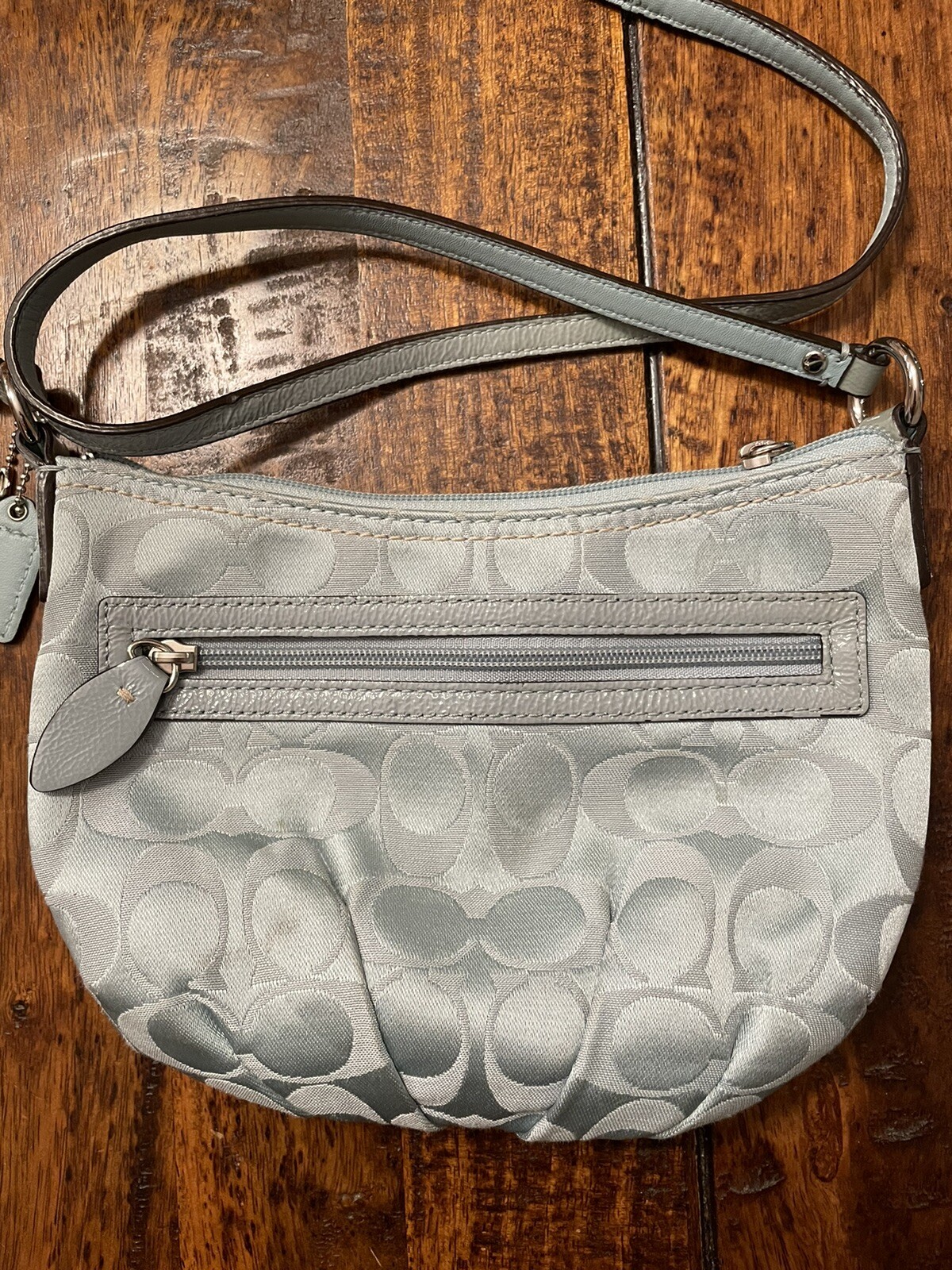 Coach Crossbody Baby Blue Fabric Satchel - Gem