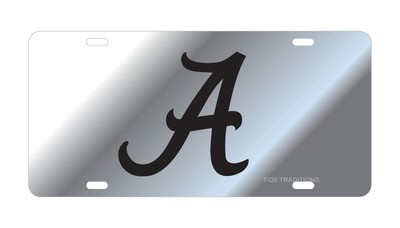 UNIVERSITY OF ALABAMA CRIMSON TIDE Silver Mirrored License Plate / Car ...