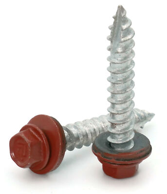 #14 Hex Washer Head Roofing Screws Mechanical Galvanized | Red Finish ...