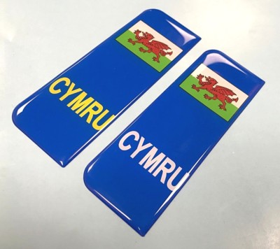 2 x Wales CYMRU Vehicle Number Plate Stickers - 39mm Wide - HIGH GLOSS ...