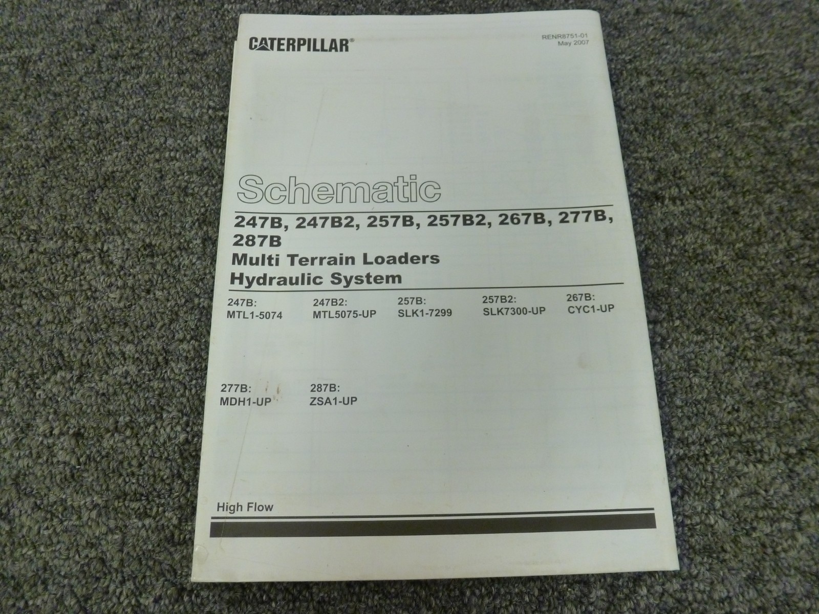 Caterpillar Cat 247B 247B2 M.Terrain Loader Hydraulic Schematic Diagram ...