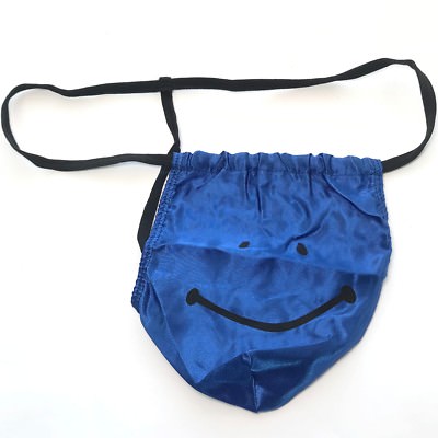 G712 SEXY MEN STRING POSING POUCH Thong Polyester Satin Smiling Face ...