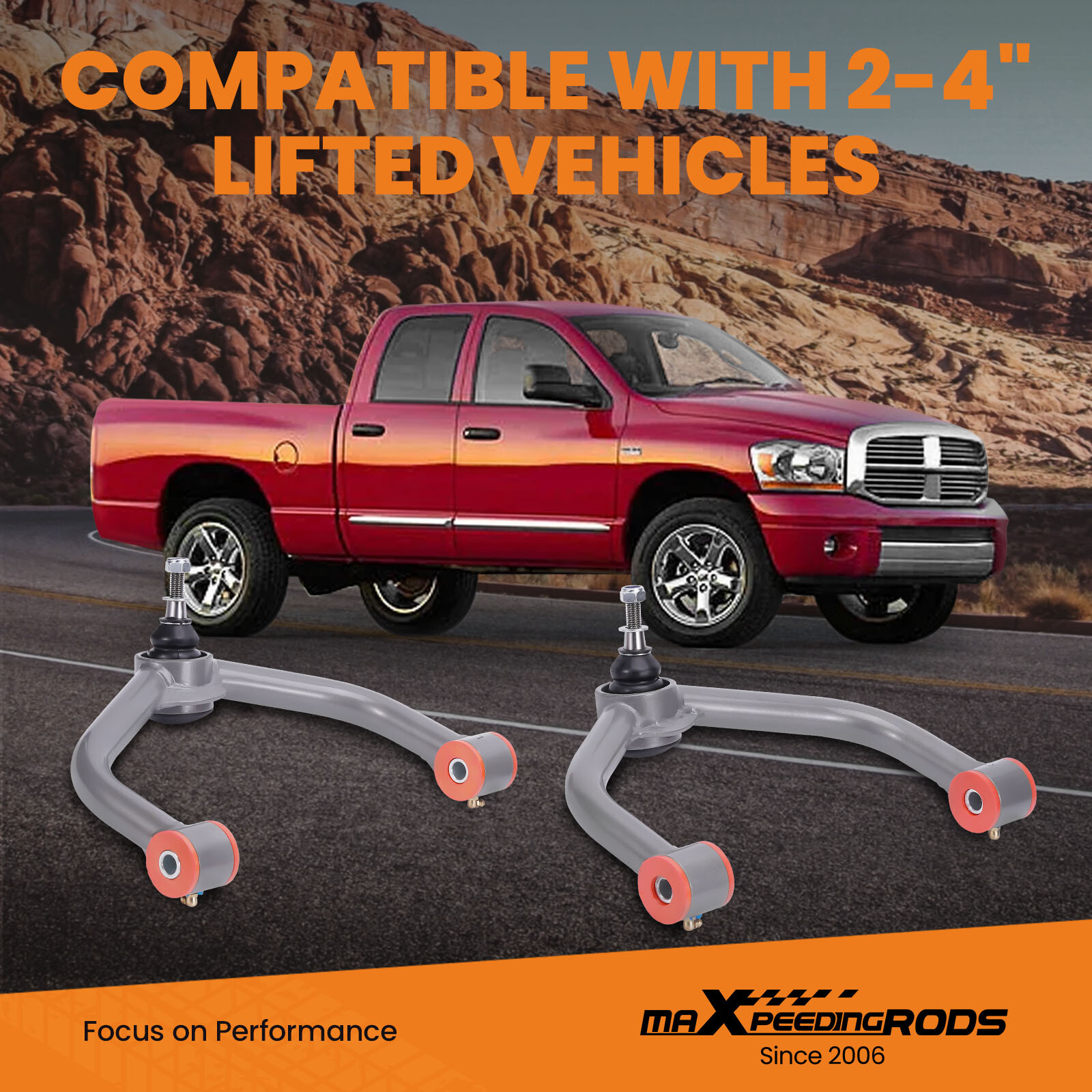 2-4" Lift Front Upper Control Arms Kit for 2006-2022 Dodge Ram 1500 4WD ...