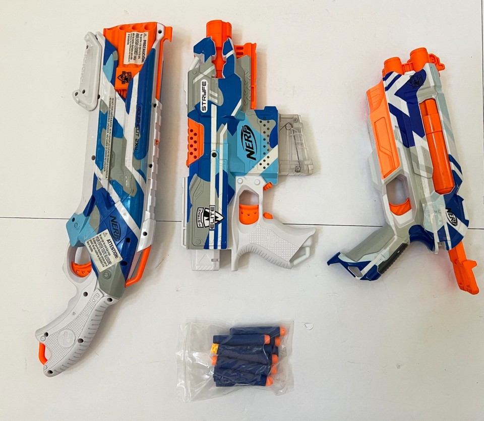 NERF N-STRIKE BATTLECAMO ROUGHCUT STRYFE SPLITSTRIKE BLASTER LOT W/ DARTS | eBay