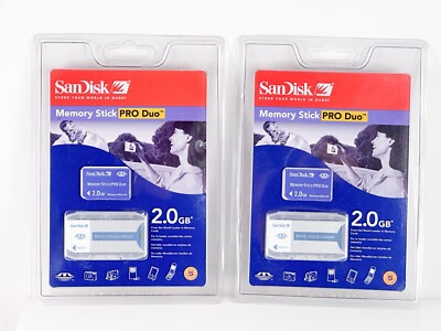 (2) SanDisk Memory Stick PRO Duo 2GB Adapter SEALED For Vintage Digital ...