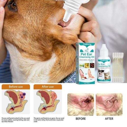 Pet Ear Cleaner Drops For Infections Control Yeast Ear Mites Ear Mites ...