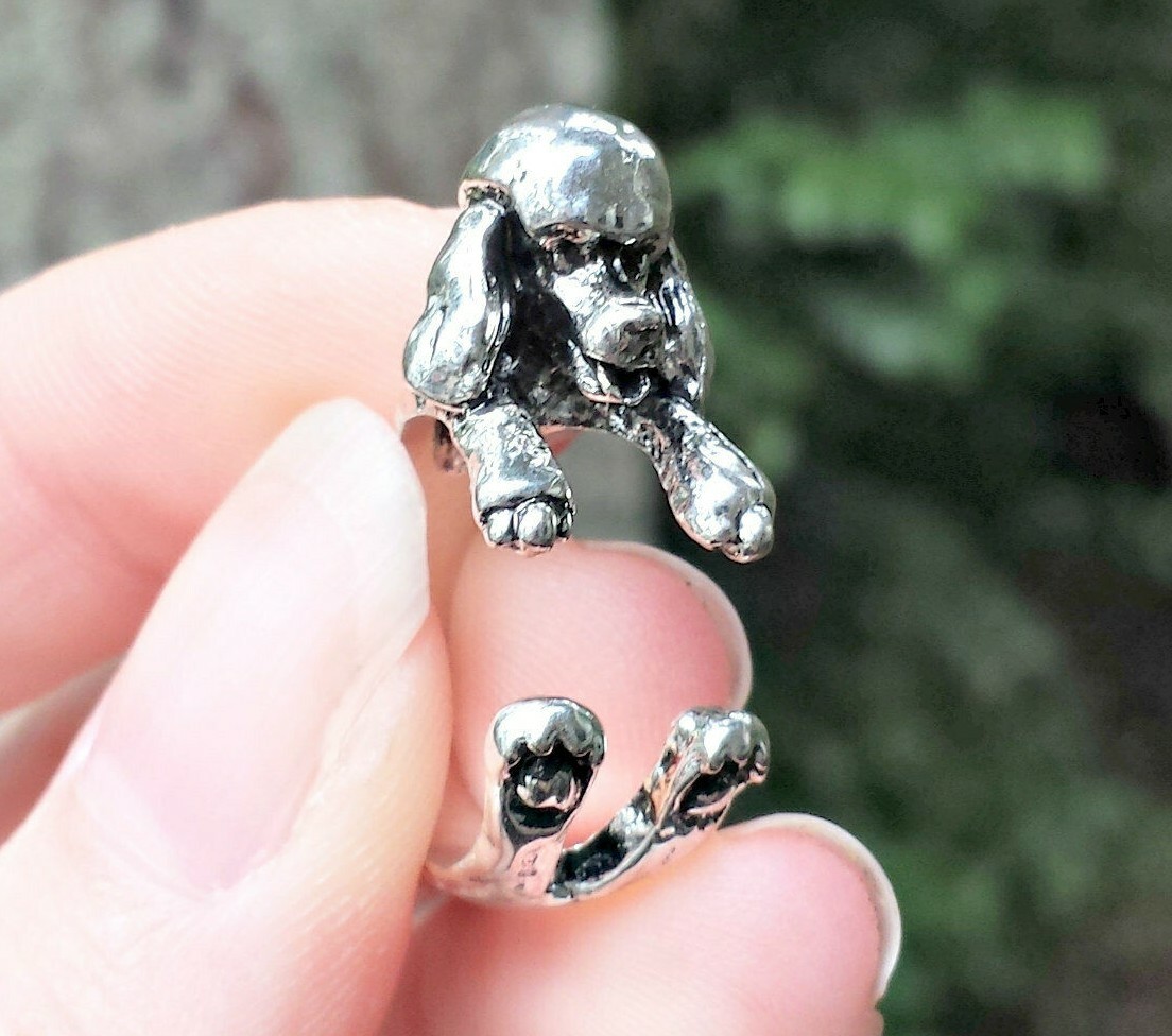 Poodle Ring - Adjustable Wrap Dog Ring - Silver, Black, Gold Animal Pet ...