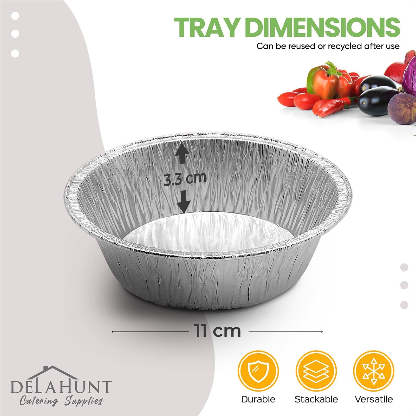 50 x Small Round Pie Cases - Steak Quiche Dessert Dishes 11 x 3.3cm ...