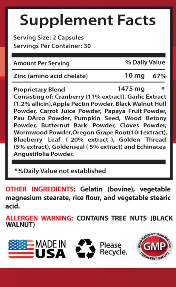 ANTI PARASITE SUPPORT - Body Cleanse and Detox Pill - Black Walnut Hull ...