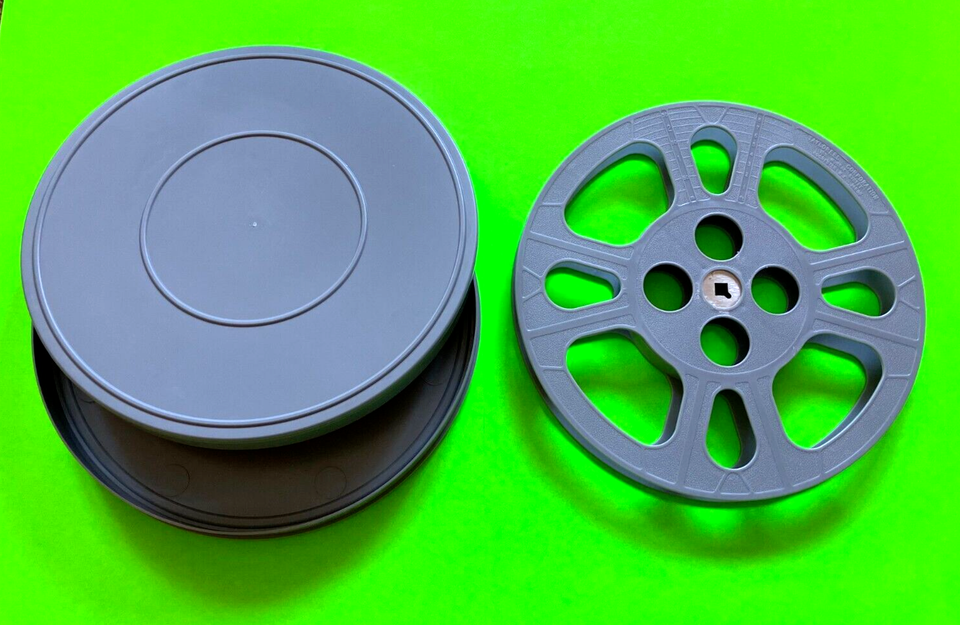 1 - NEW 16mm 800' MOVIE FILM REEL & CAN SET PLASTIC (GREY) Dia. 101 ...