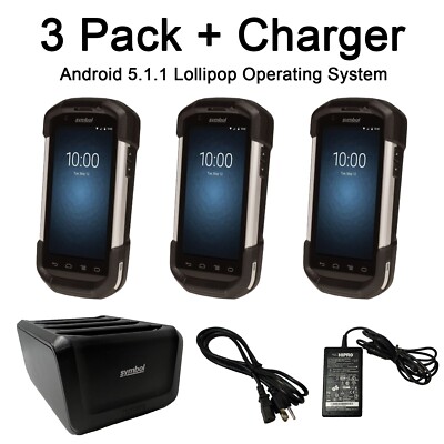 3 Pack Zebra Symbol TC70 Mobile Computer Handheld Barcode Scanner with ...