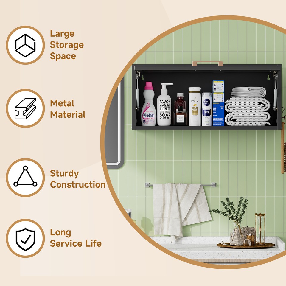 Storage Cabinet Wall-Mount With Flip-up For Home Kitchen Cupboard Wall ...