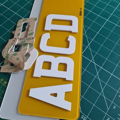 4D NUMBER PLATE LETTERS NUMBER PLATES/SIGNS self peel adhesive 3mm MATT ...