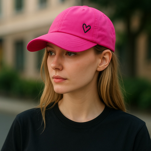 Pink Heart Baseball Cap Adjustable Unisex Snapback Hat | Nylon ...