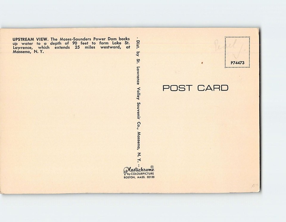 Postcard Moses-Saunders Power Dam Massena New York Cornwall Ontario USA ...