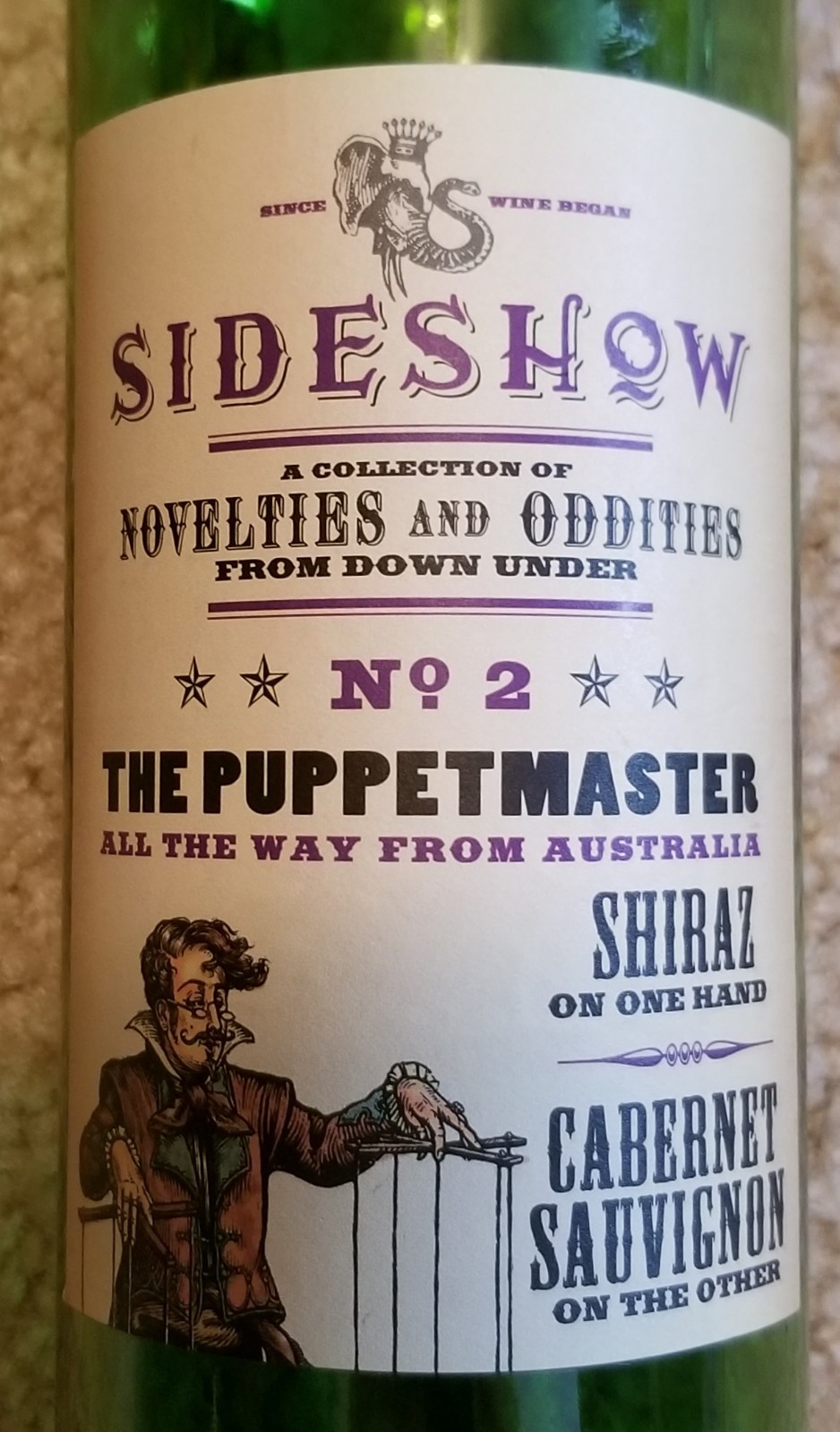 Wine Bottle..Sideshow Puppetmaster, Shiraz & Cabernet Sauvignon ...