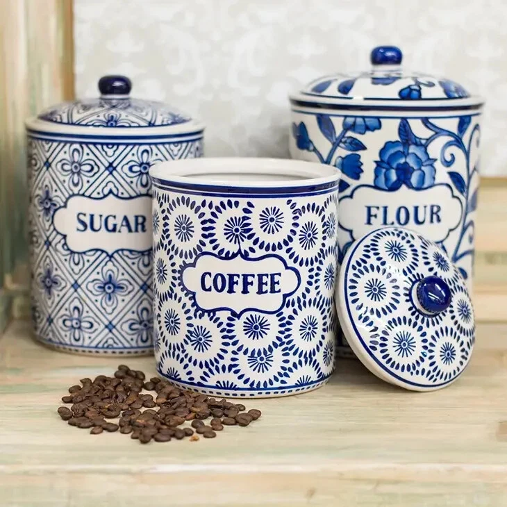 Blue Kitchen Canisters