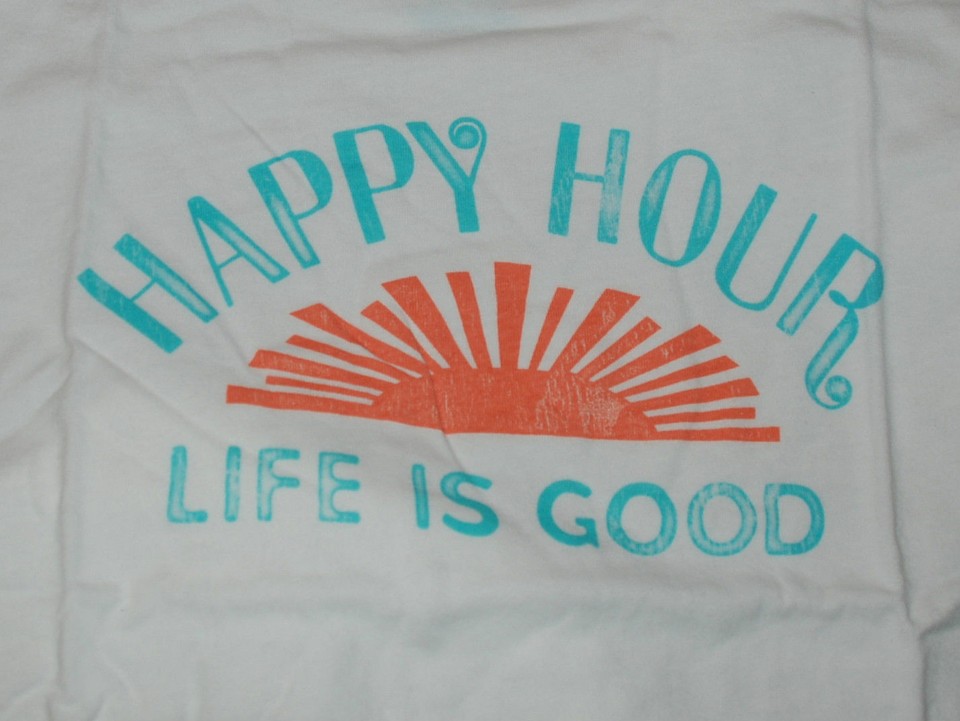 NWT Women's Life is Good Happy Hour Sunrise White SS Creamy Tee | eBay