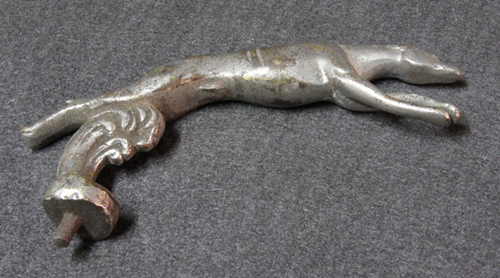 Unusual running Greyhound bronze nickel plated car mascot radiator cap ...
