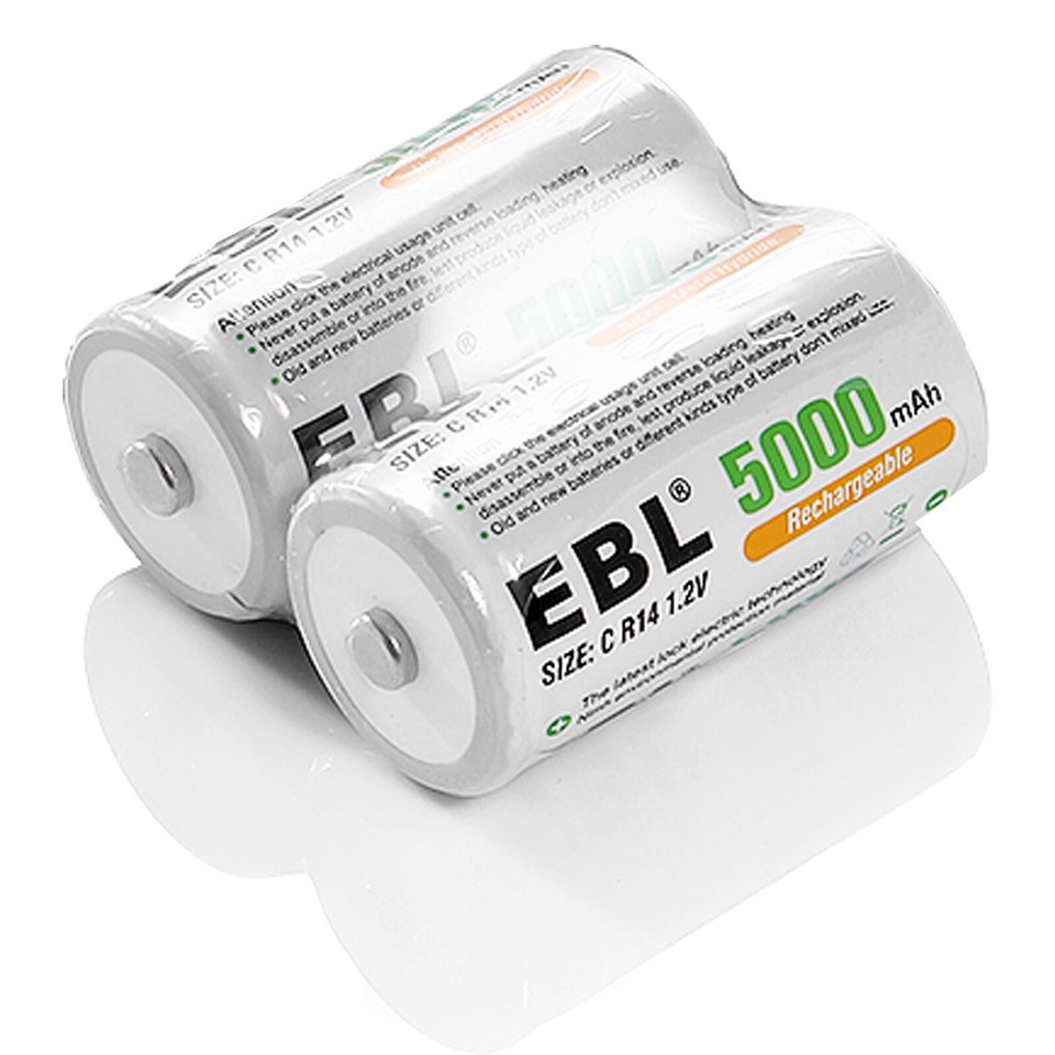 EBL C D Rechargeable Battery Ni-MH 1.2V Batteries 500Omah-1000Omah Lot ...