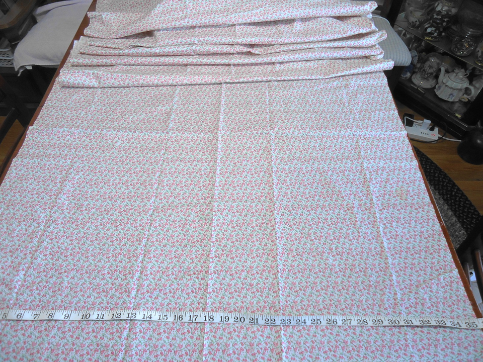Antique Vintage 1940s Pink Floral Calico Cotton Fabric 35.5"W x 3.5 ...