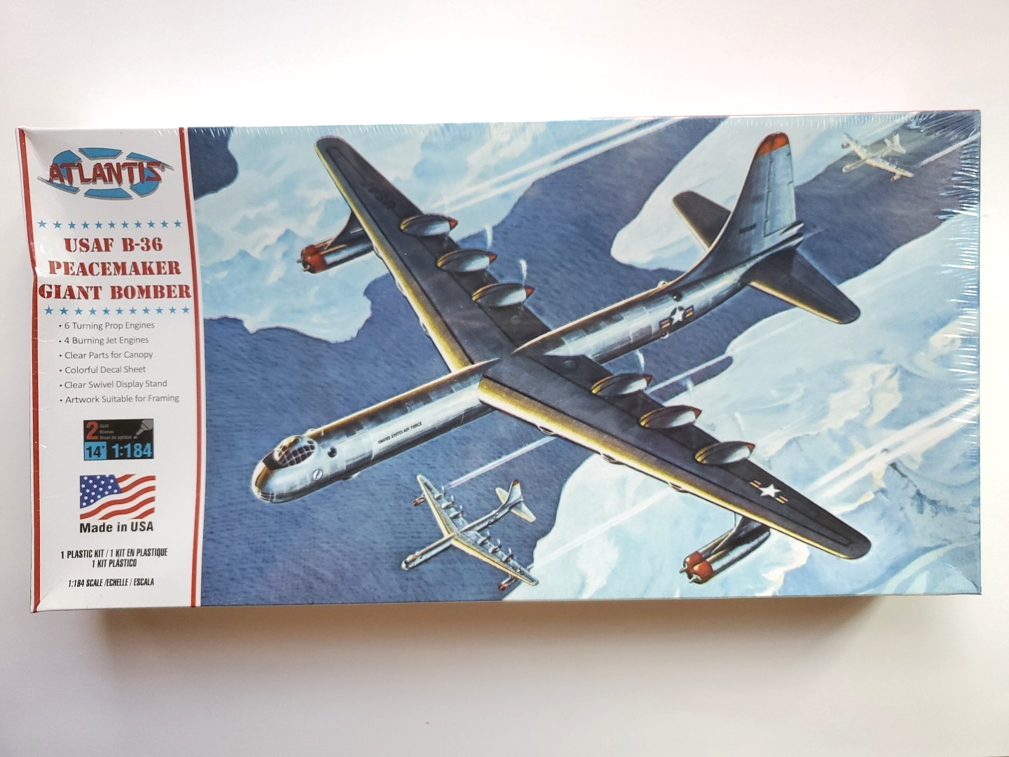 Atlantis 1:184 USAF B-36 Peacemaker Giant Bomber Model Kit H205 SEALED ...