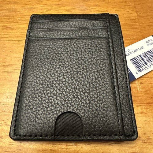 George ID Card Case Wallet 100% Leather Black NEW | eBay