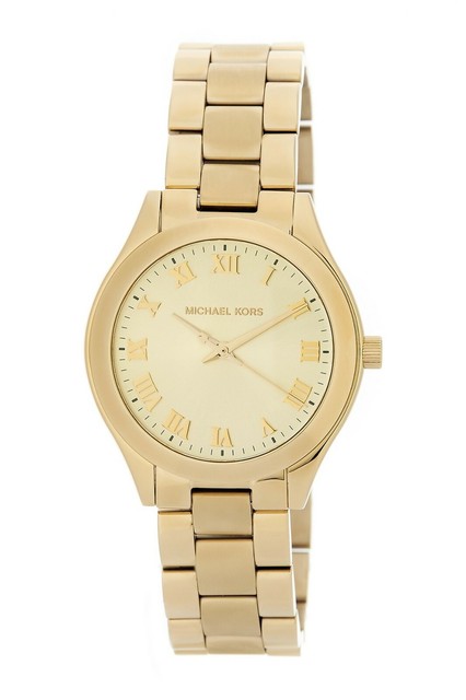 Michael Kors Women's Slim Runway Gold Tone Stainless Steel 33mm Watch ...