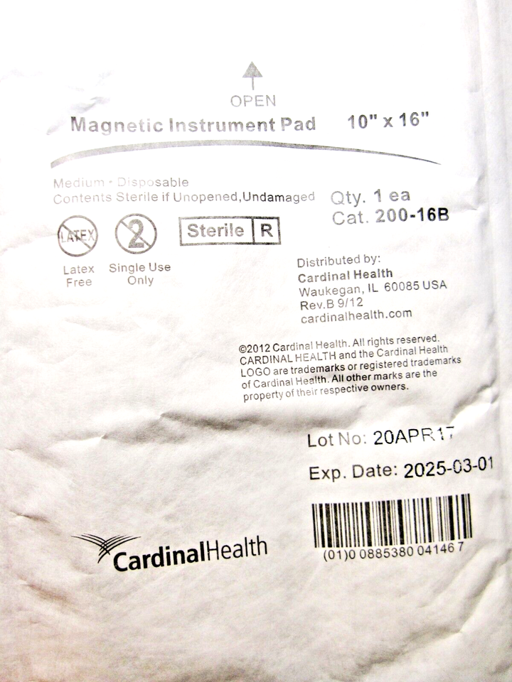 LOT (12x) Cardinal Health 200-16B Magnetic Instrument Pad/Drape 10" x ...