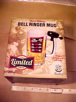 BELL Ringer Beer Mug with Bicycle Bell 20 oz.Glass Mug W/box WEMBLEY ...