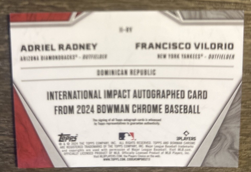 2024 BowmanChrome International Impact Auto Francisco Vilorio, Adriel ...