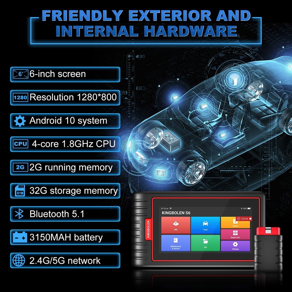 2026 KINGBOLEN S6 PRO Car OBD2 Scanner Full System Diagnostic Scan Tool ...