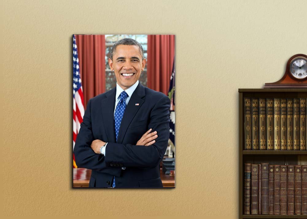 Portrait of Barack Obama - Canvas Wall Art Gallery Wrap Ready to Hang ...