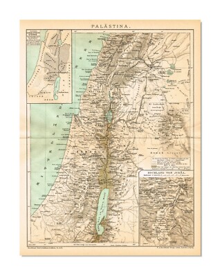 Palestine DATED 1896 LEBANON ISRAEL Damascus Beirut ORIGINAL map Judea ...