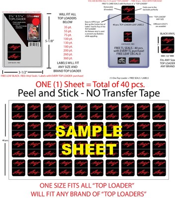 TOP LOADER STICKERS FREE LEAF BLACK / RED LABELS LEAF SPORTS CARDS ...