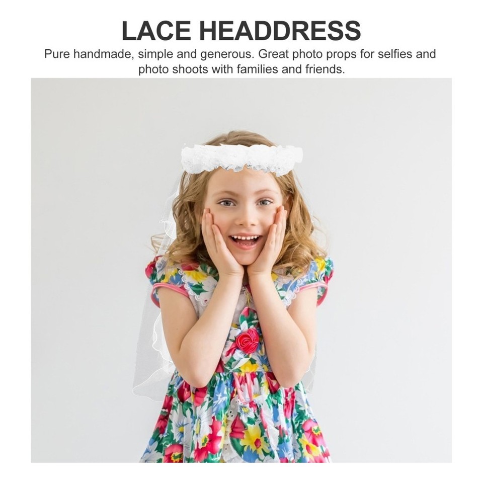 Flower Girl Headpiece Child Bridal Veil Hairpieces Girls Floral Wedding ...