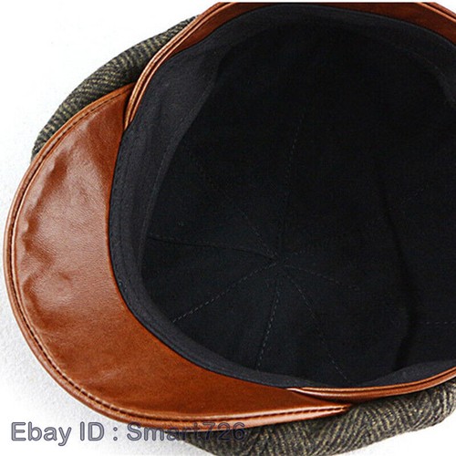 Retro Men's Sheepskin Woolen Octagonal Hat Beret Newsboy Painter Hats ...