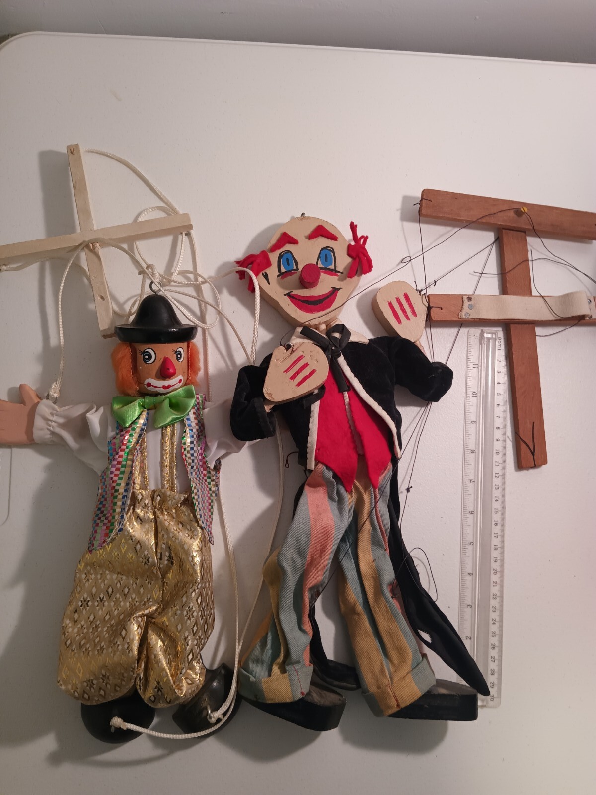 Vintage Clown Puppet Marionette Lot Of 2 Wood | eBay