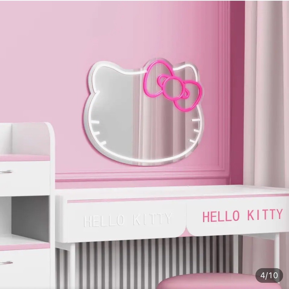 Pink Neon Light Hello Kitty Acrylic Mirror Reflective Room Sanrio | eBay